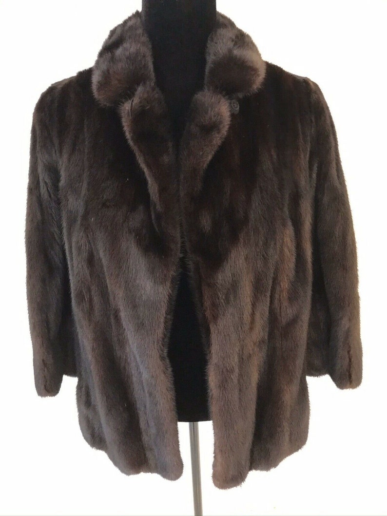 Ladies Vintage Mink Coat Jacket Dark Brown Chocolate Brown Mink Fur ...