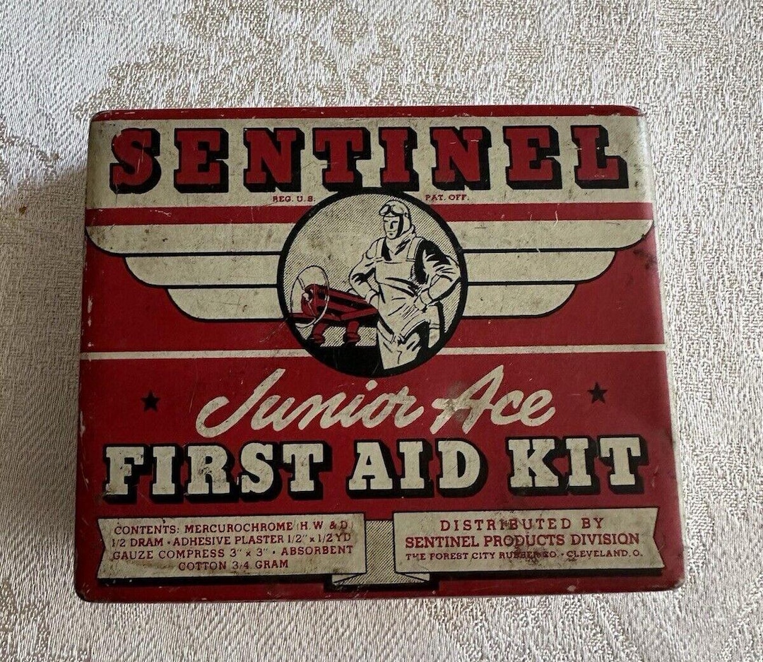 Vintage Sentinel Junior Ace First Aid Kit - Original WWII Collectible ...