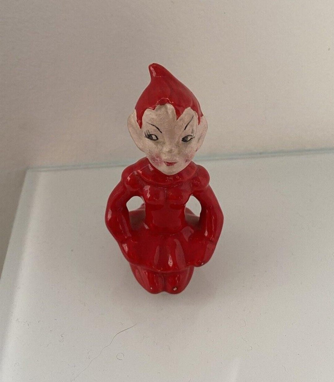 Vintage Gilner Pixie - Red Elf Merry Maid Bent Legs 1950s California Pottery Pixie Elf Fairy ...
