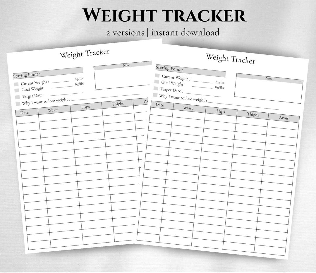 Weight Tracker Printable | A4 & US Letter | 2 Colors | Weight Loss ...