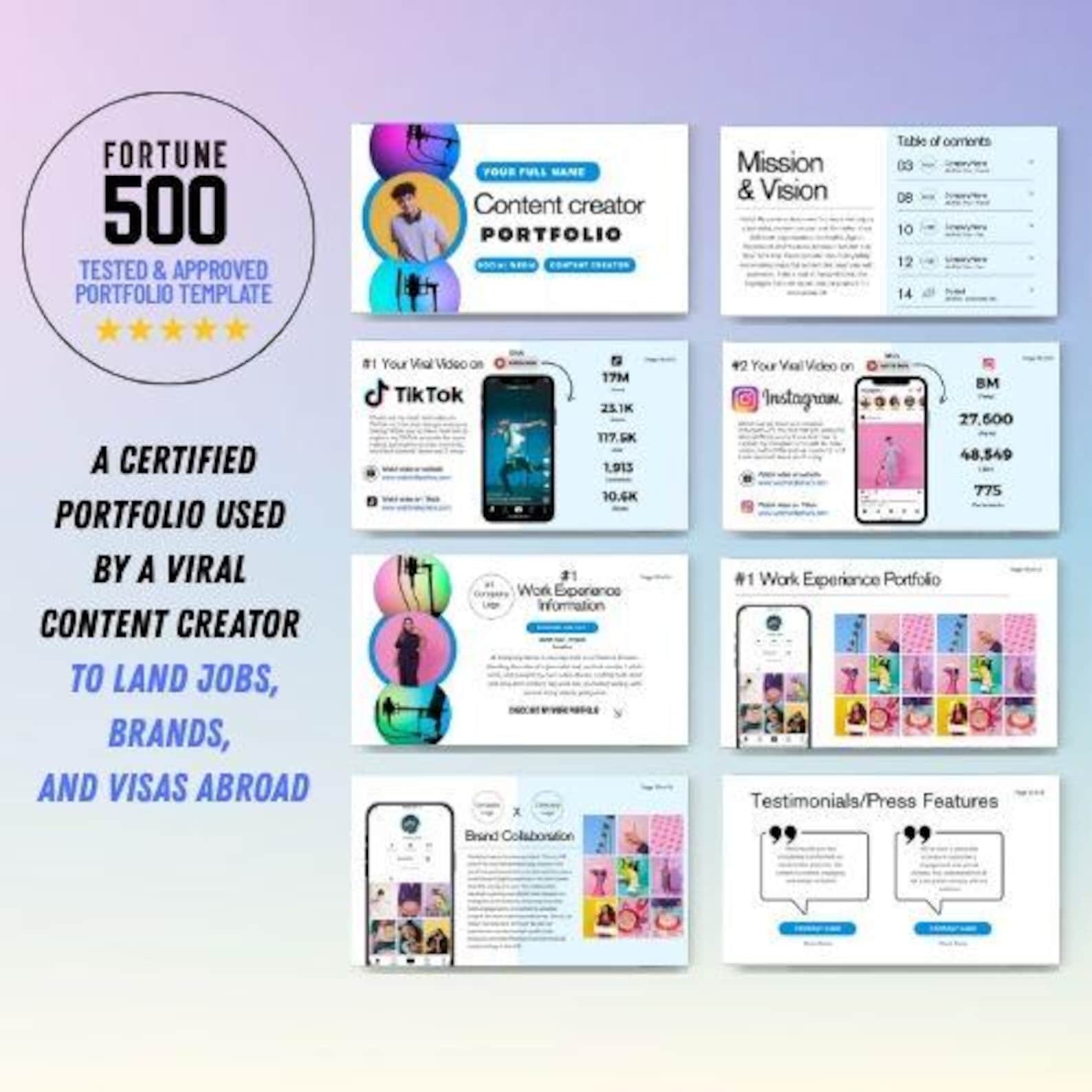 Content Creator Portfolio Template | Social Media | Canva Template ...
