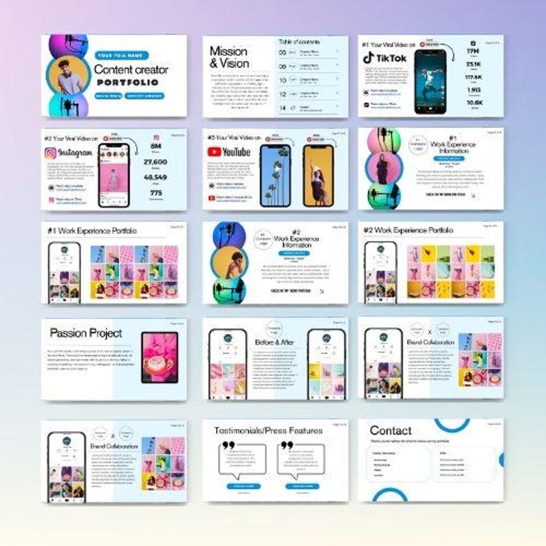 Content Creator Portfolio Template | Social Media | Canva Template ...