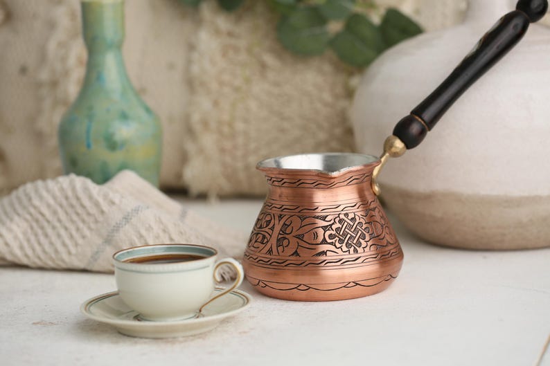 Handmade Copper Turkish Coffee Pot: Stovetop Cezve, Authentic Coffee ...
