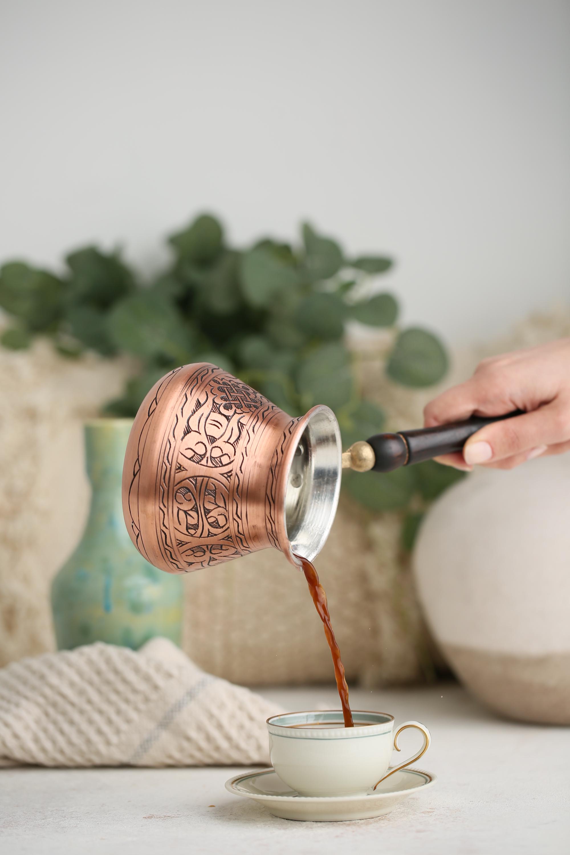 Copper Turkish Coffee Pot, Handmade Stovetop Coffee Jazzve, Authentic ...
