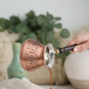 Handmade Copper Turkish Coffee Pot: Stovetop Cezve, Authentic Coffee ...