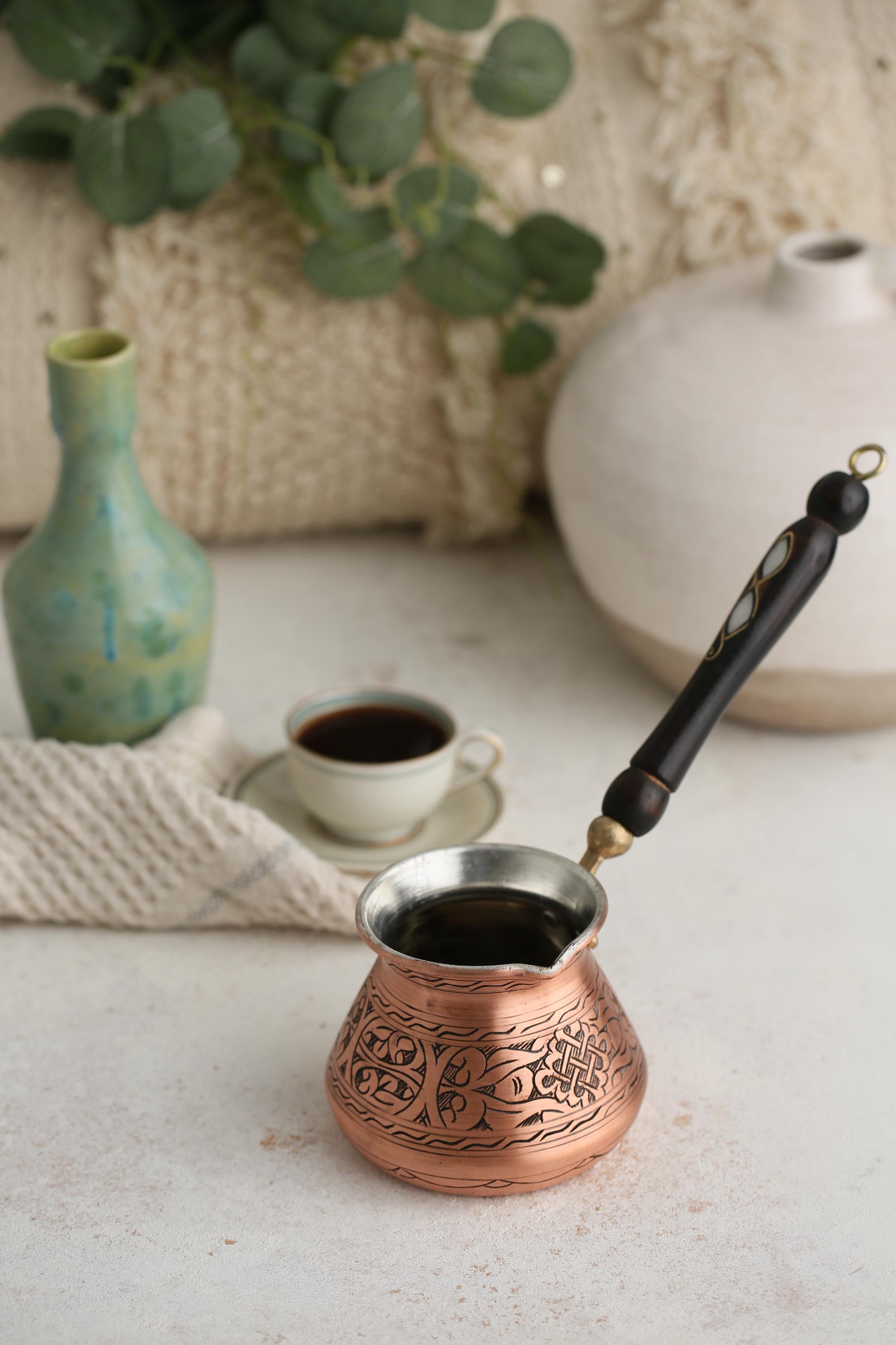 Handmade Copper Turkish Coffee Pot: Stovetop Cezve, Authentic Coffee ...