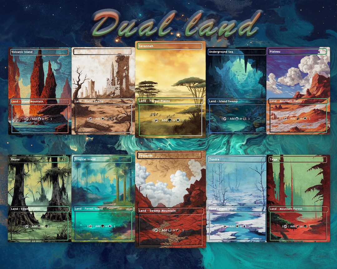 Retro Style Dual Land Pack・10 Unique Vintage Proxy Lands | Borderless ...