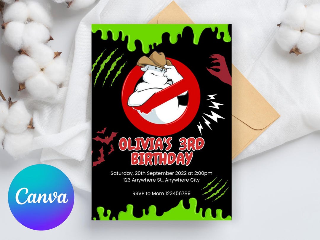 Editable Ghostbusters Birthday Invitation | Printable Ghostbusters ...