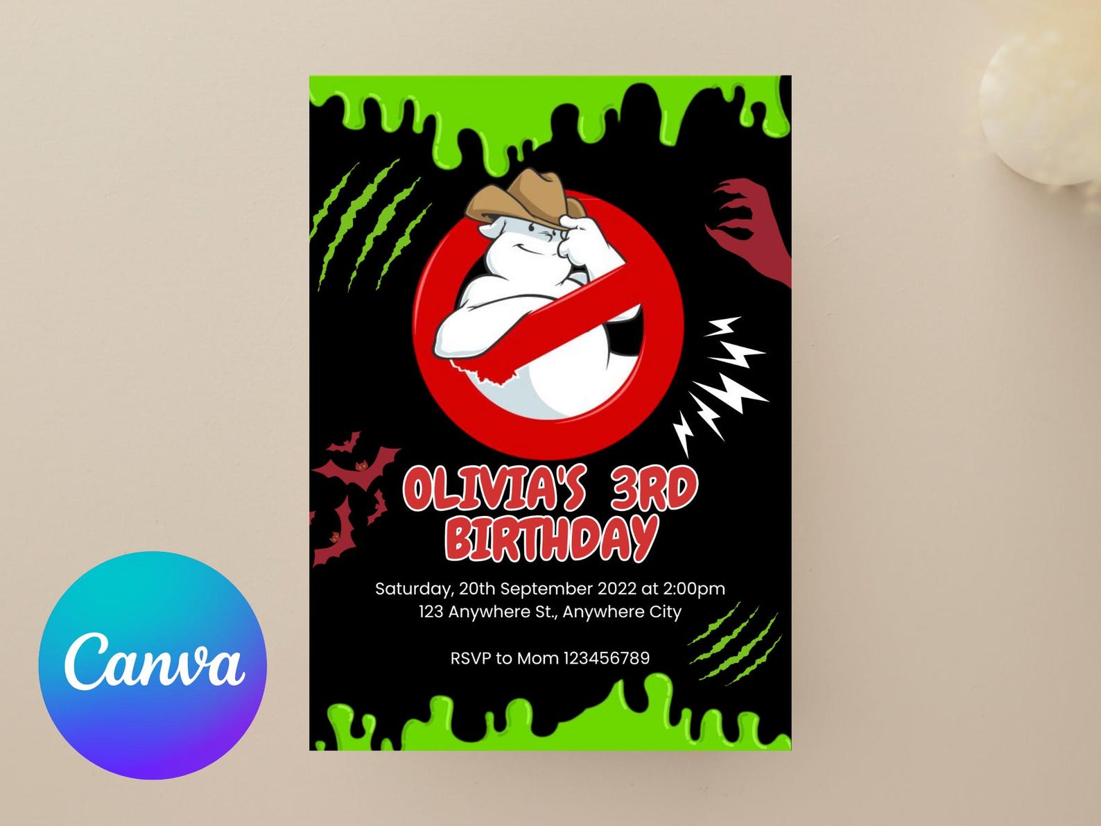 Editable Ghostbusters Birthday Invitation | Printable Ghostbusters ...