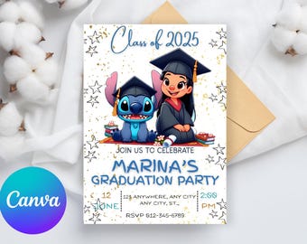 Stitch Graduation Party Invitation | Stitch Kindergarten and School ...