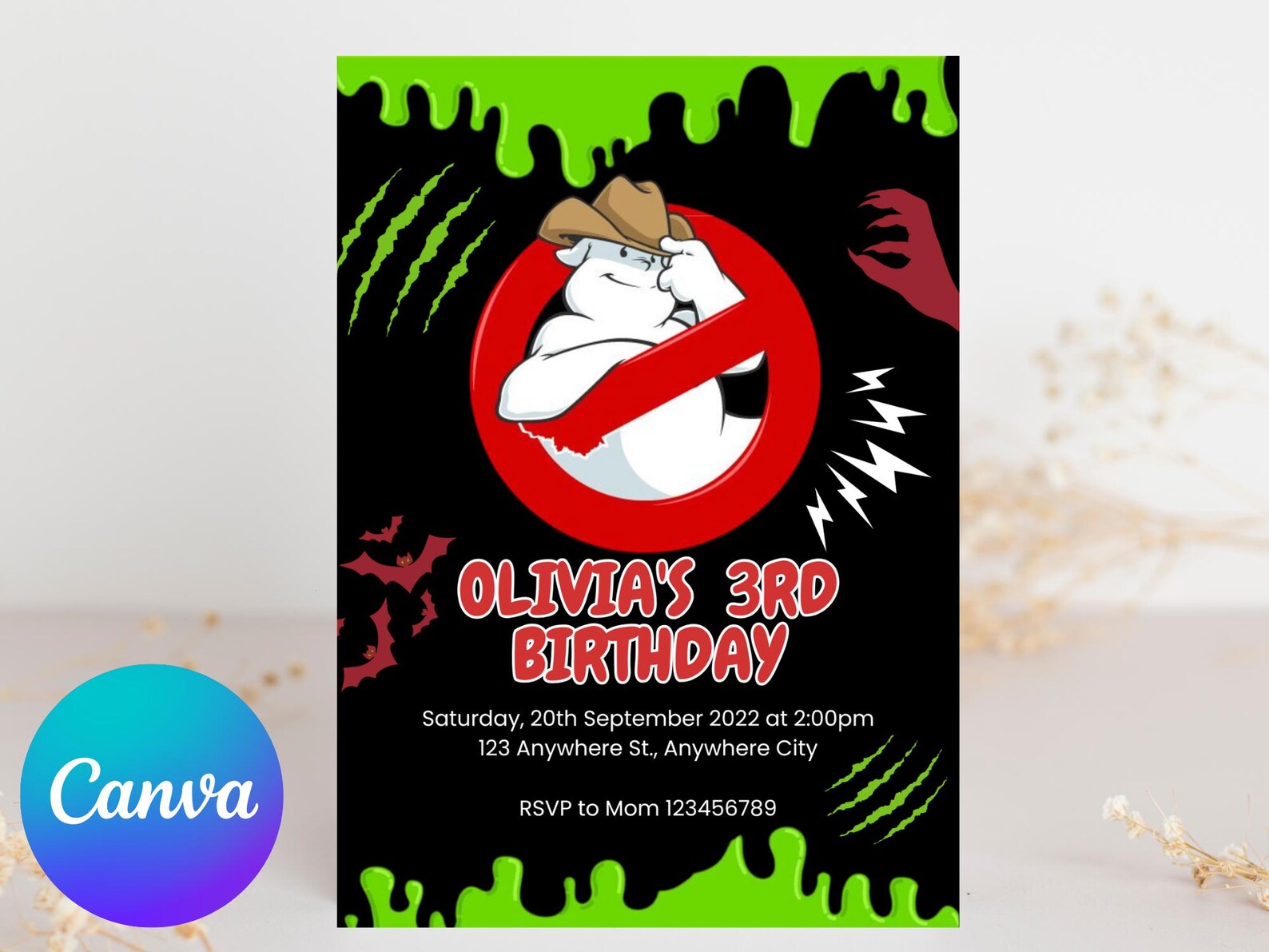 Editable Ghostbusters Birthday Invitation | Printable Ghostbusters ...