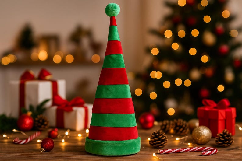ELF Christmas Hat, Funny Long Santa Helper Hat, Red and Green Holiday ...