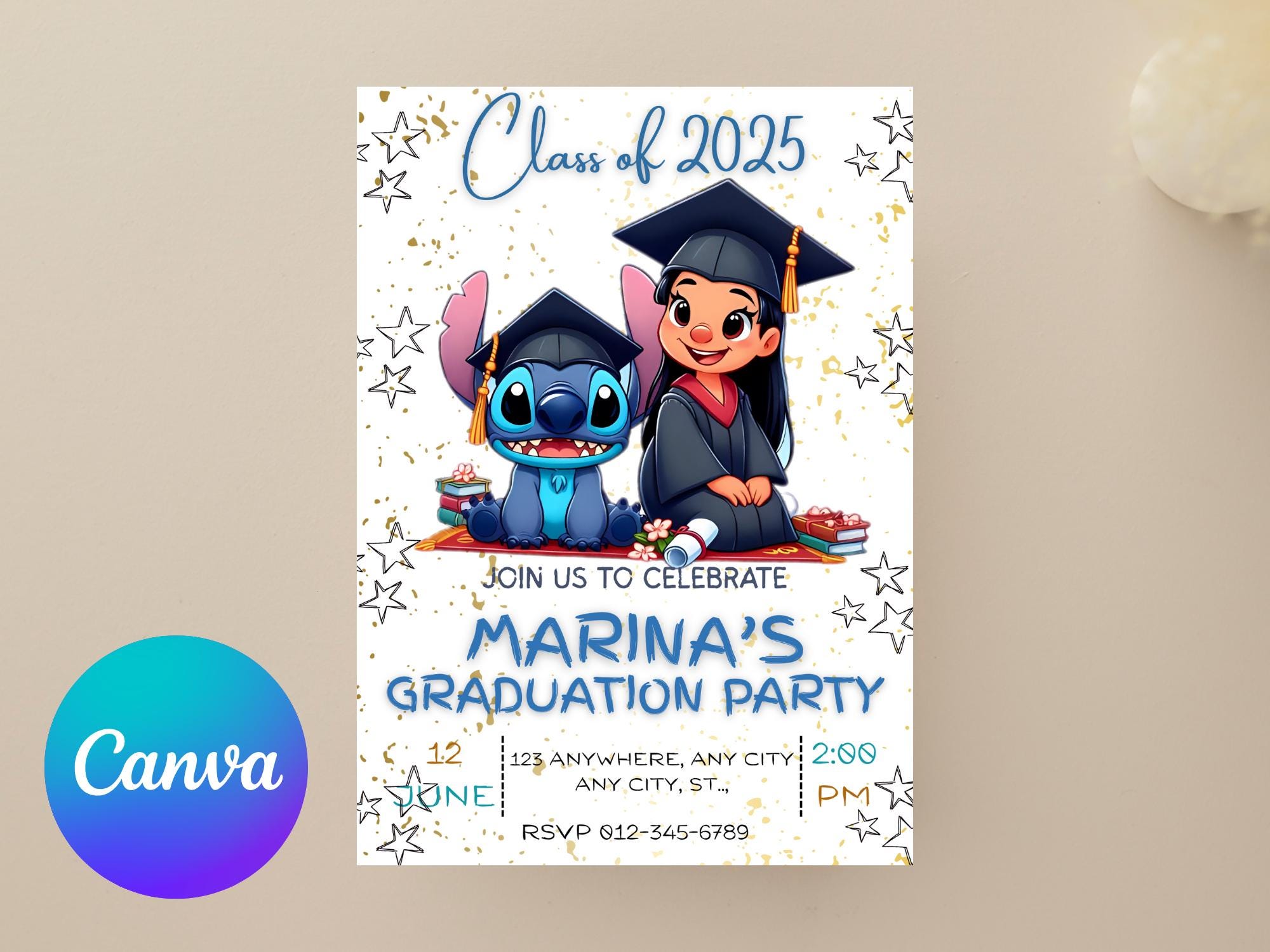 Stitch Graduation Party Invitation | Stitch Kindergarten and School ...