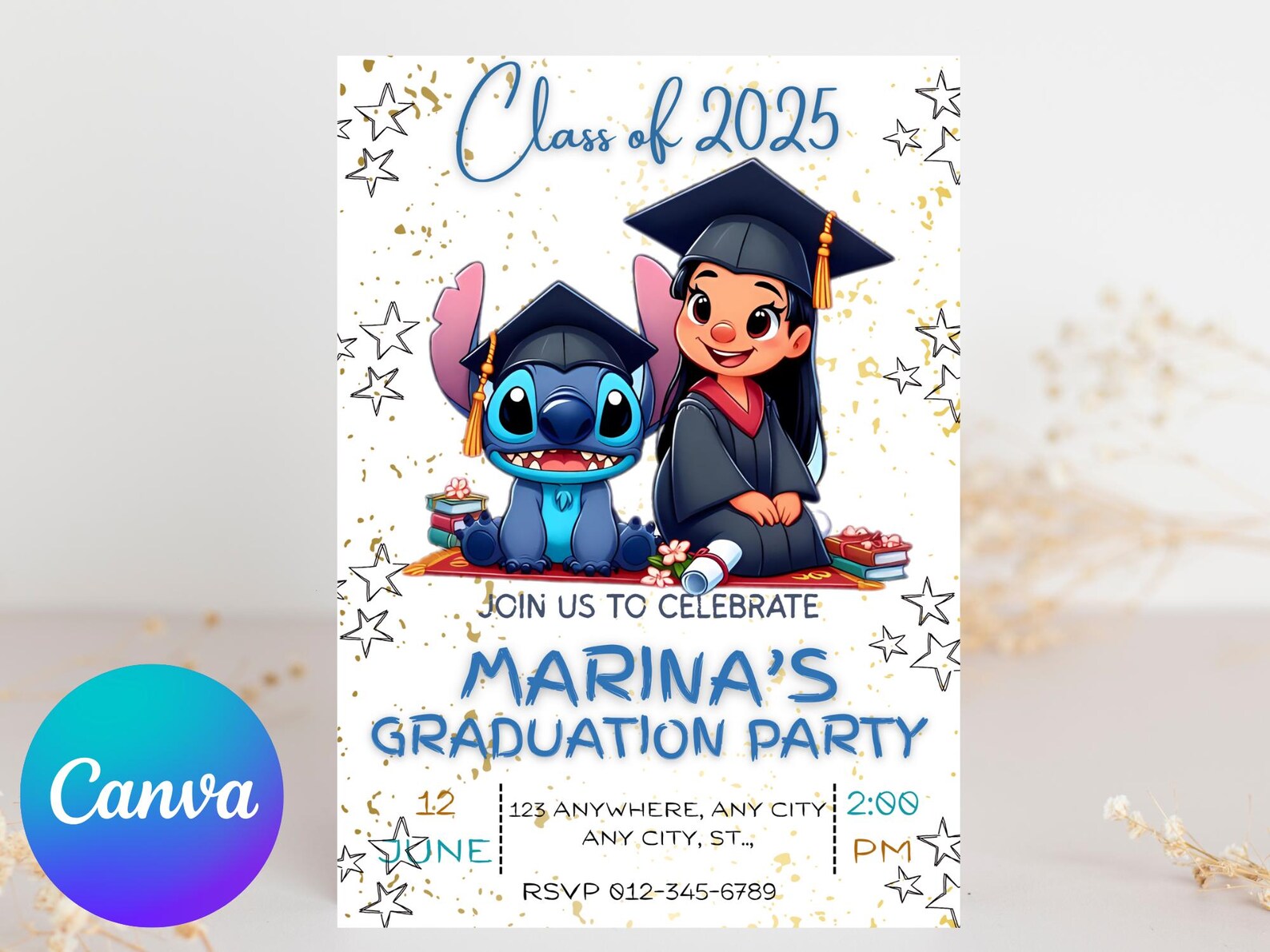 Stitch Graduation Party Invitation | Stitch Kindergarten and School ...