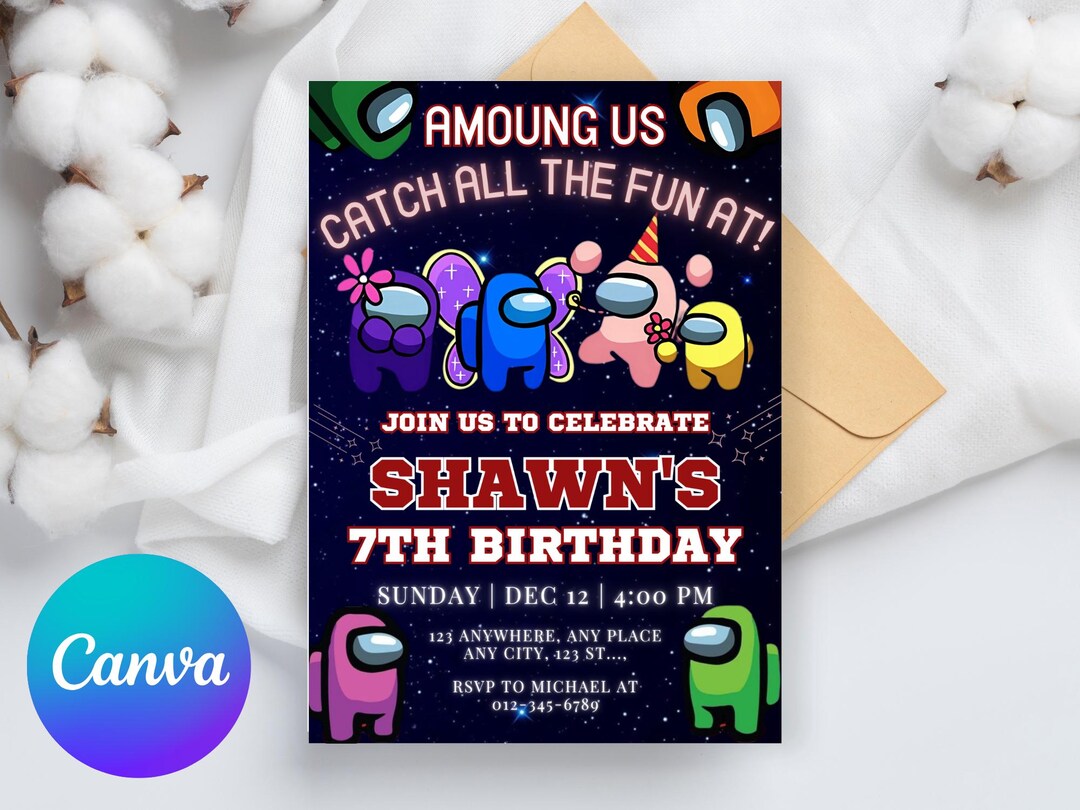 Among Us Invitation Birthday Invitation | Kids Birthday Invitation ...