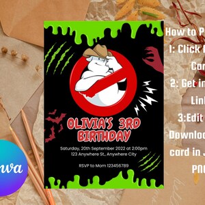Editable Ghostbusters Birthday Invitation | Printable Ghostbusters ...