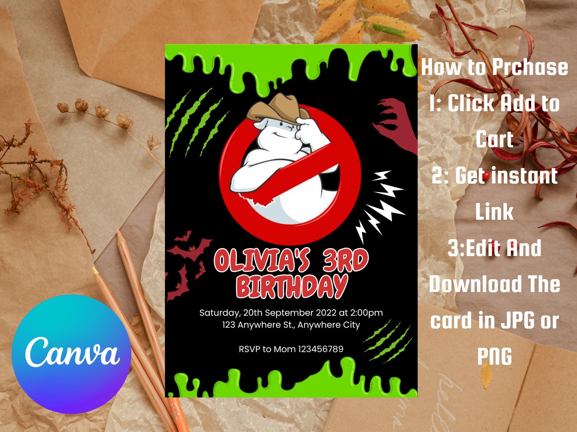 Editable Ghostbusters Birthday Invitation | Printable Ghostbusters ...