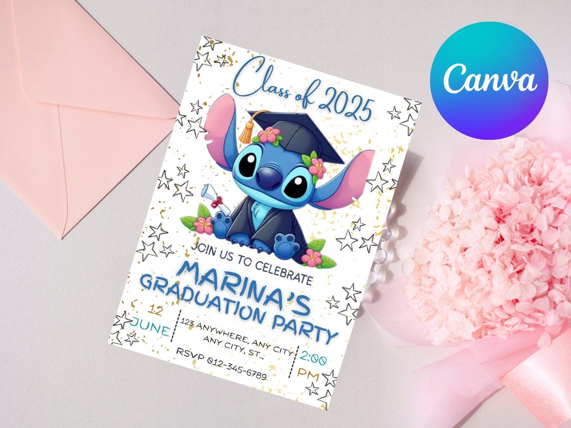 Stitch Graduation Party Invitation | Stitch Kindergarten and School ...