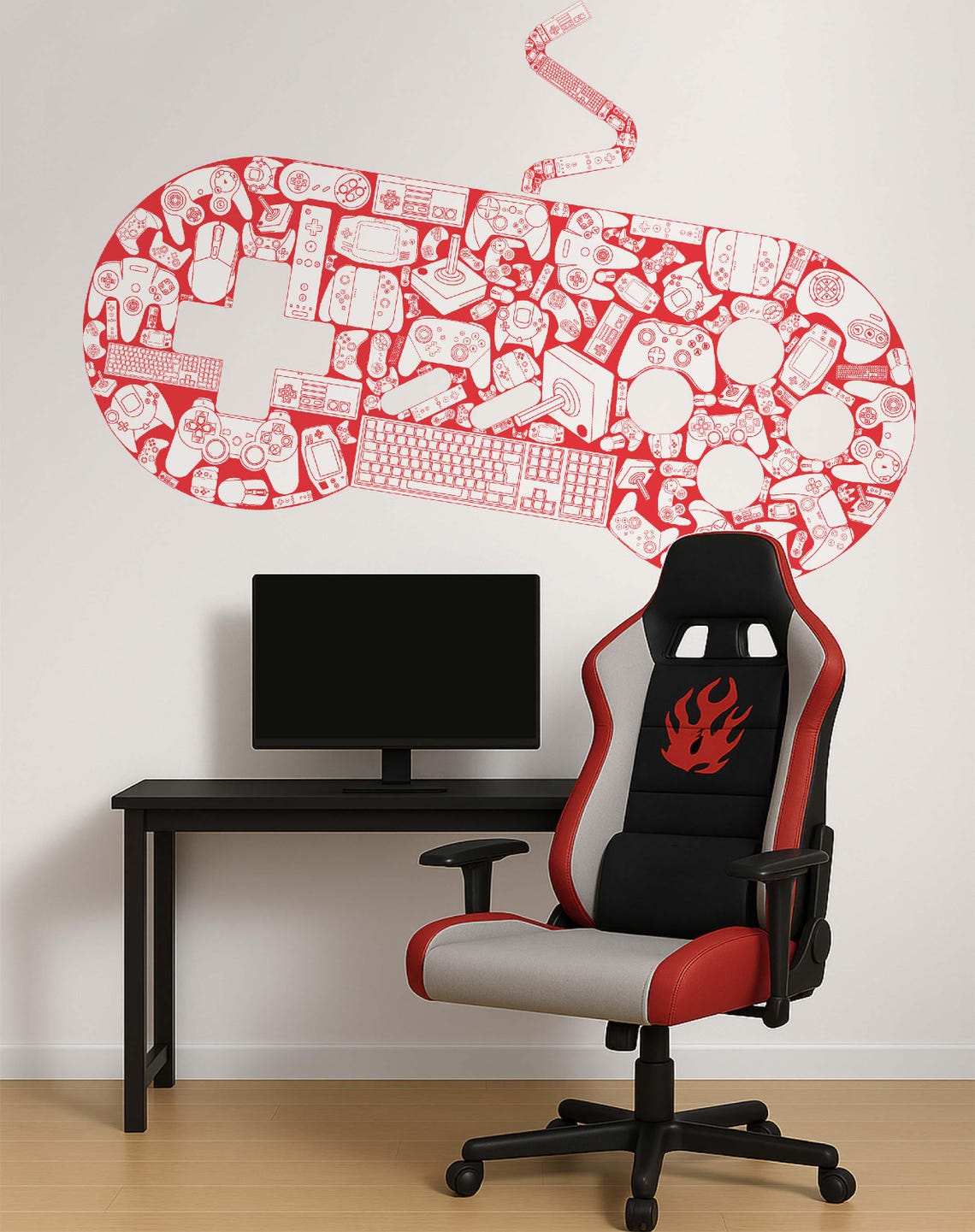 Game Controller Wall Decal White Controller Wall Sticker Joystick ...