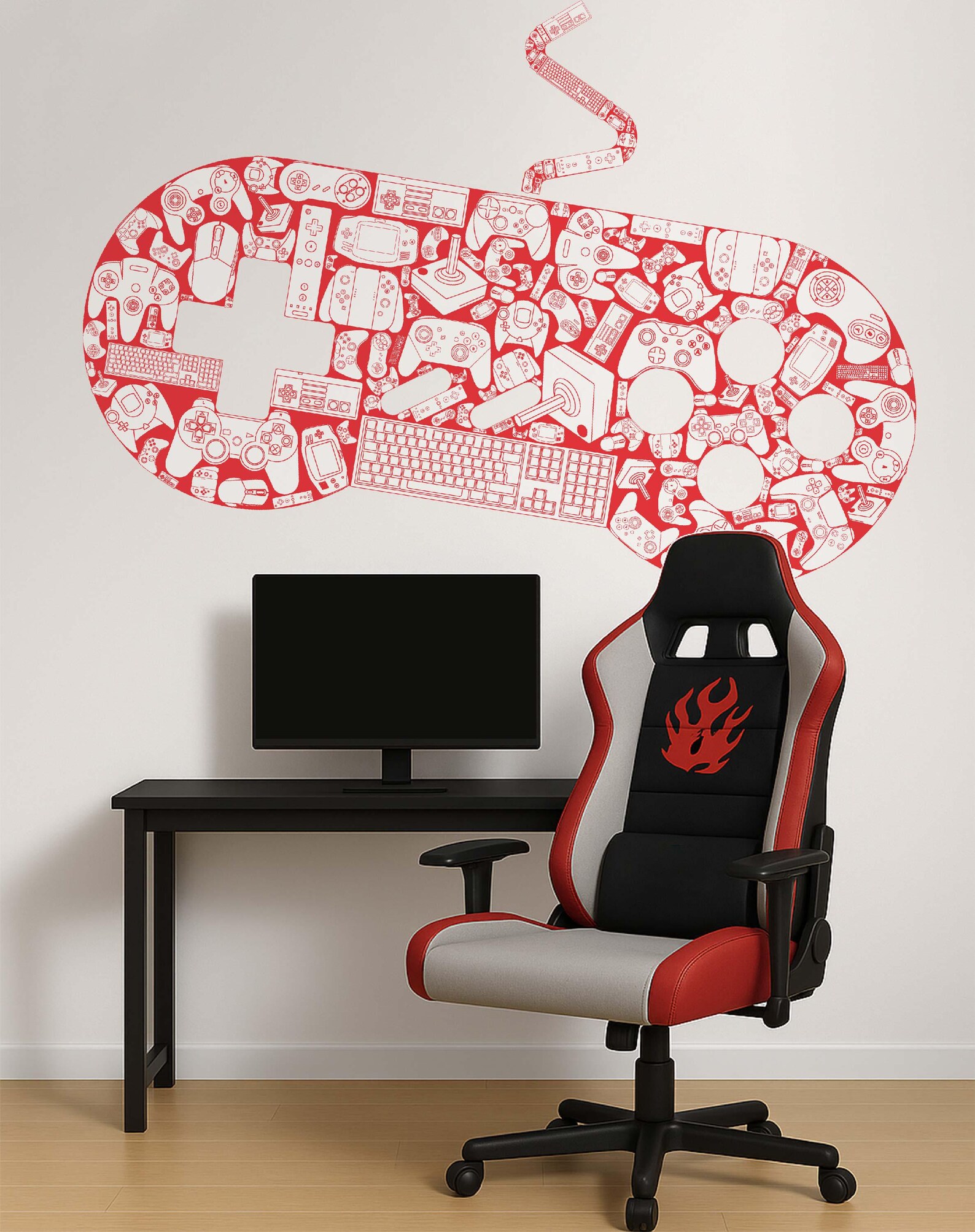 Game Controller Wall Decal White Controller Wall Sticker Joystick ...