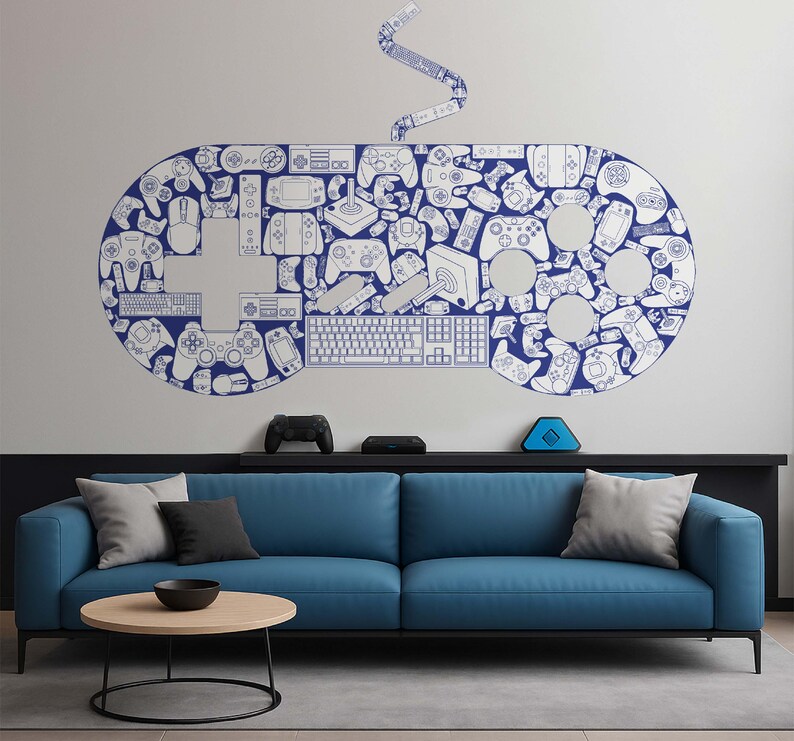 Game Controller Wall Decal White Controller Wall Sticker Joystick ...