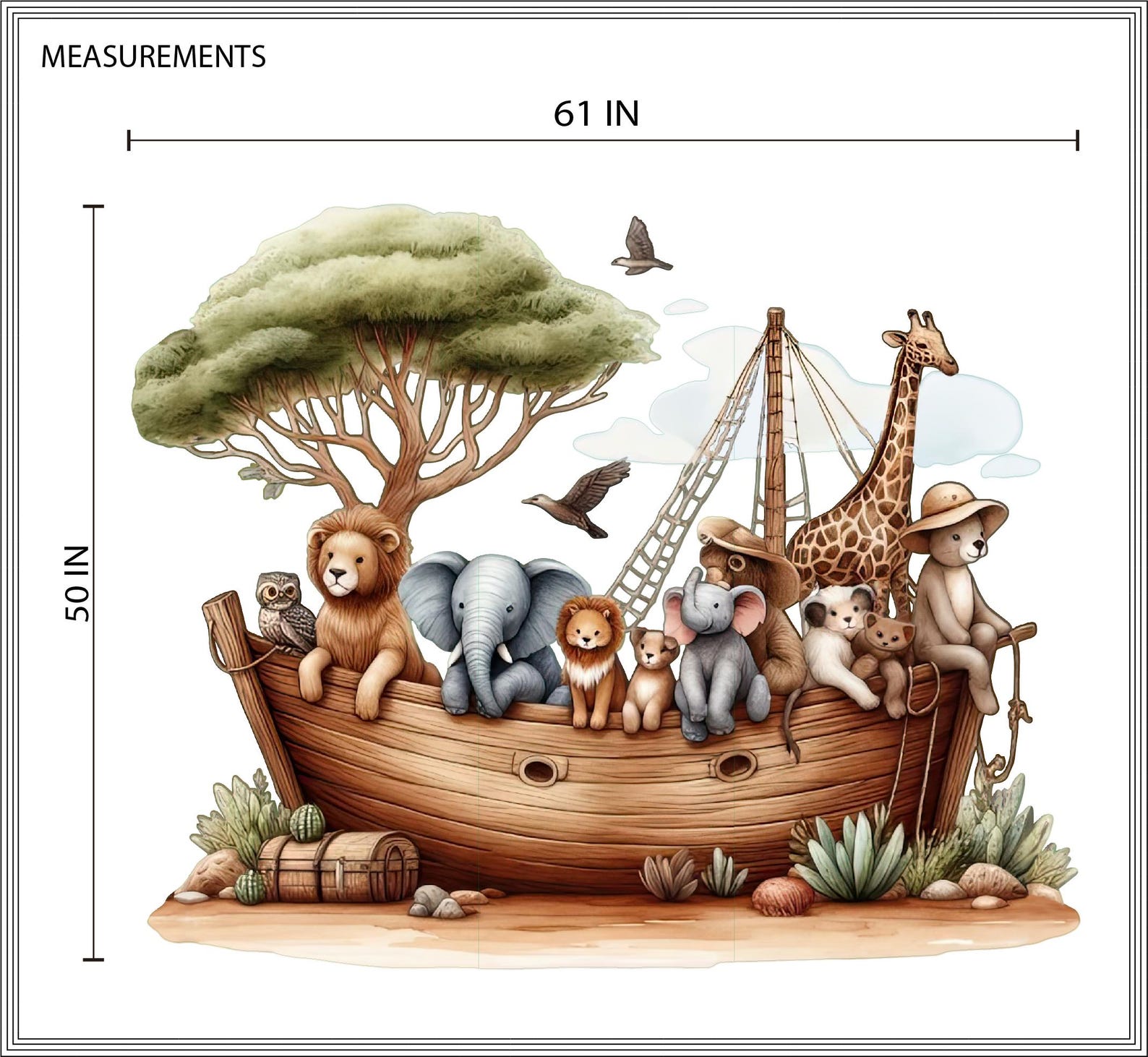 Noah's Ark Wall Decal Large Boat Wall Sticker Biblical Story Wall Mural ...