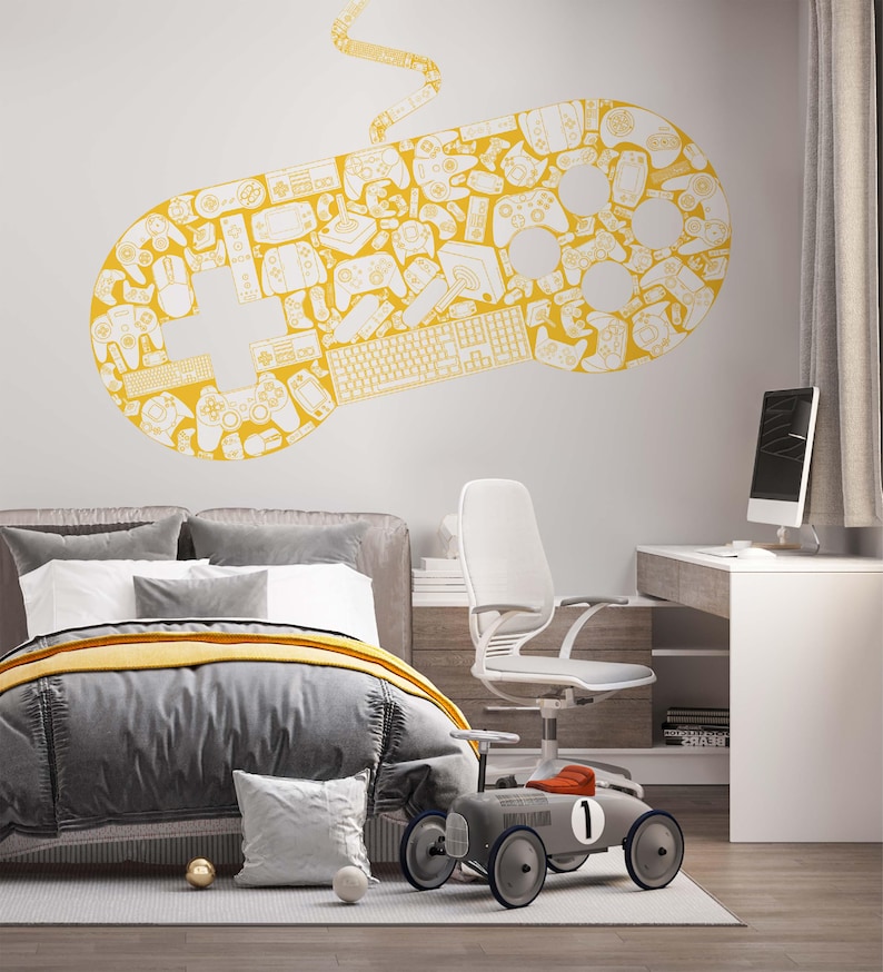 Game Controller Wall Decal White Controller Wall Sticker Joystick ...