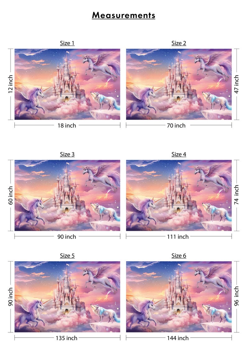 Princess Castle Wallpaper Pink Castle Wall Decal Unicorn Wall Mural ...