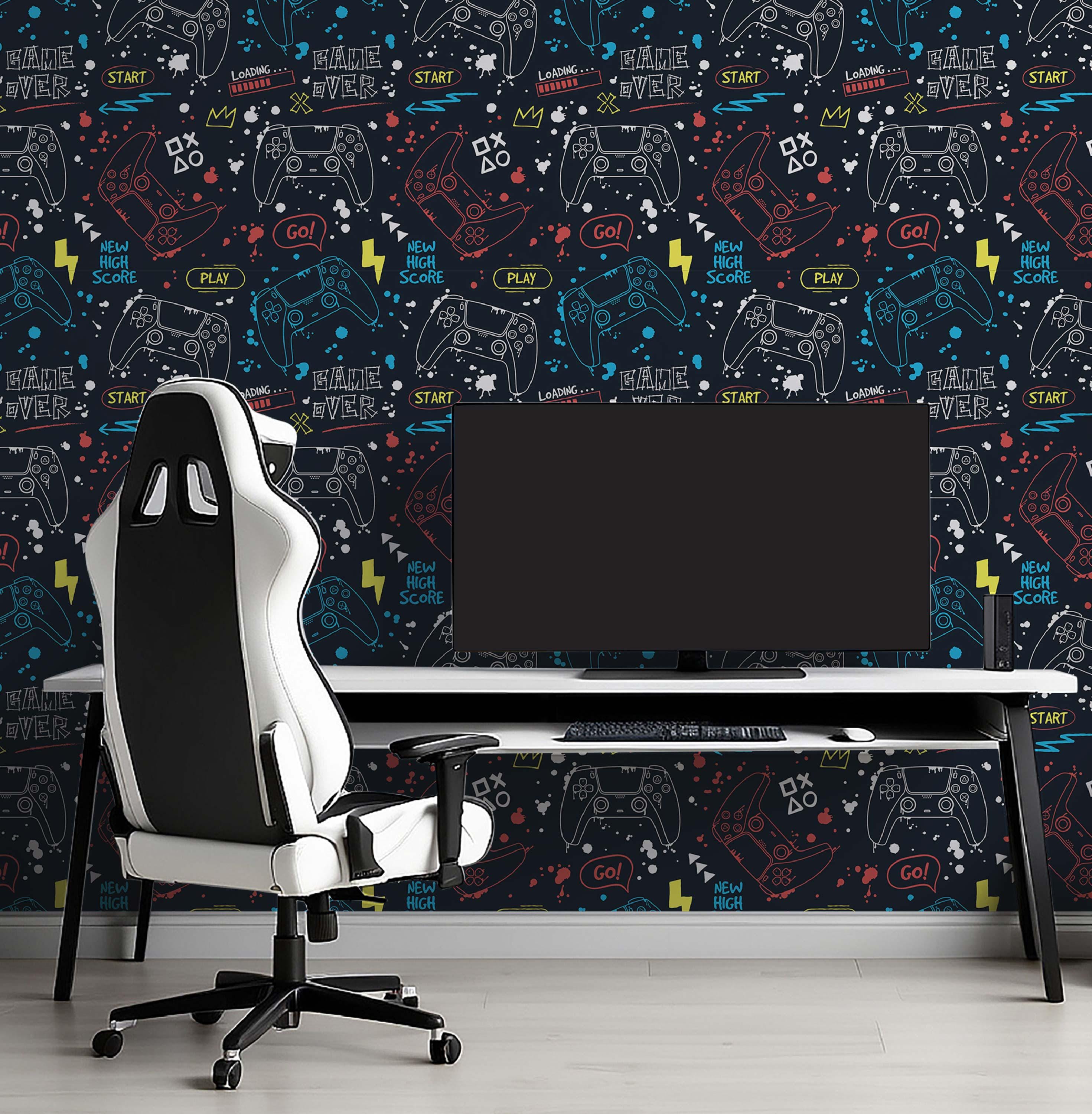 Peel and Stick Game Wallpaper PS Joystick Wall Decal Video Gamer ...