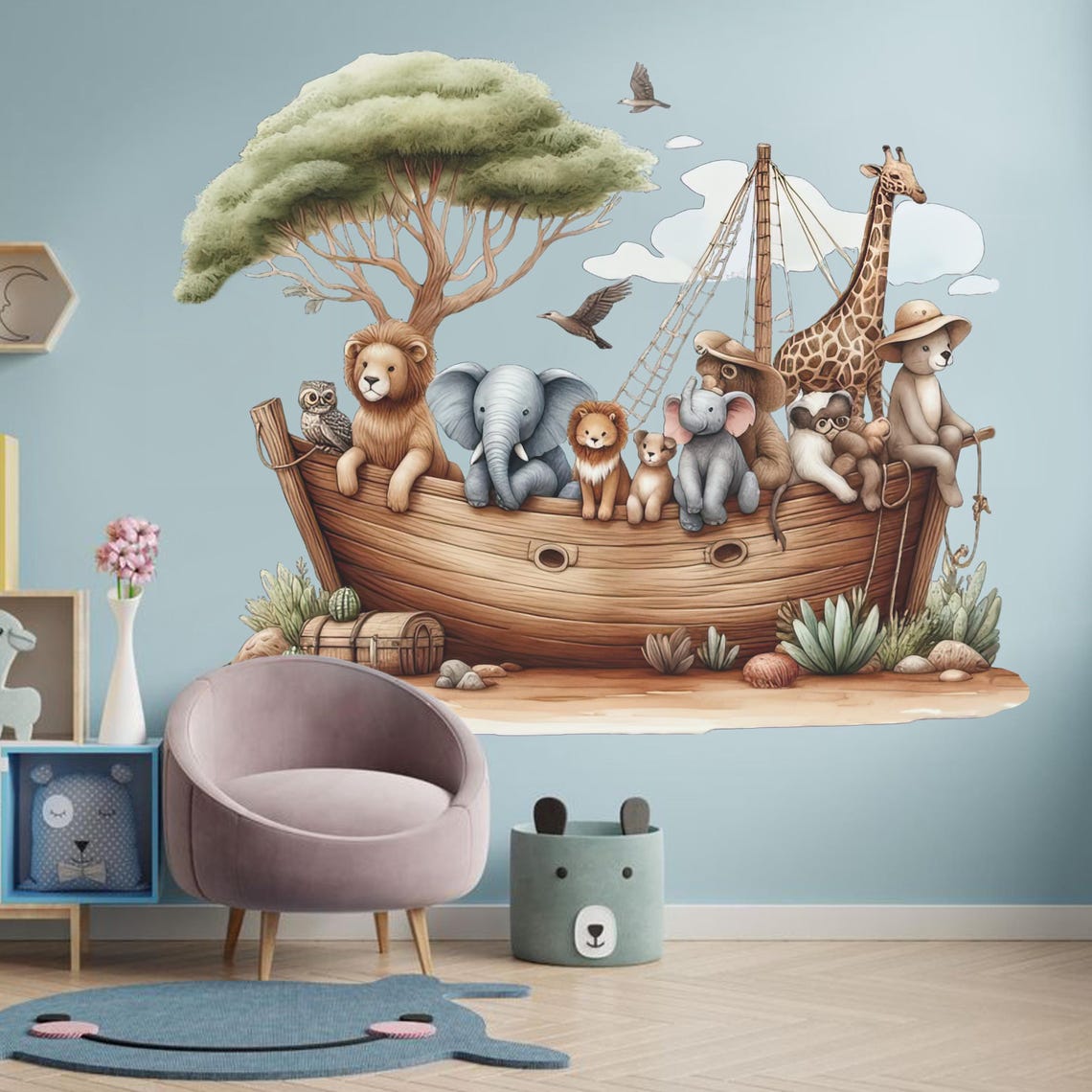 Noah's Ark Wall Decal Large Boat Wall Sticker Biblical Story Wall Mural ...