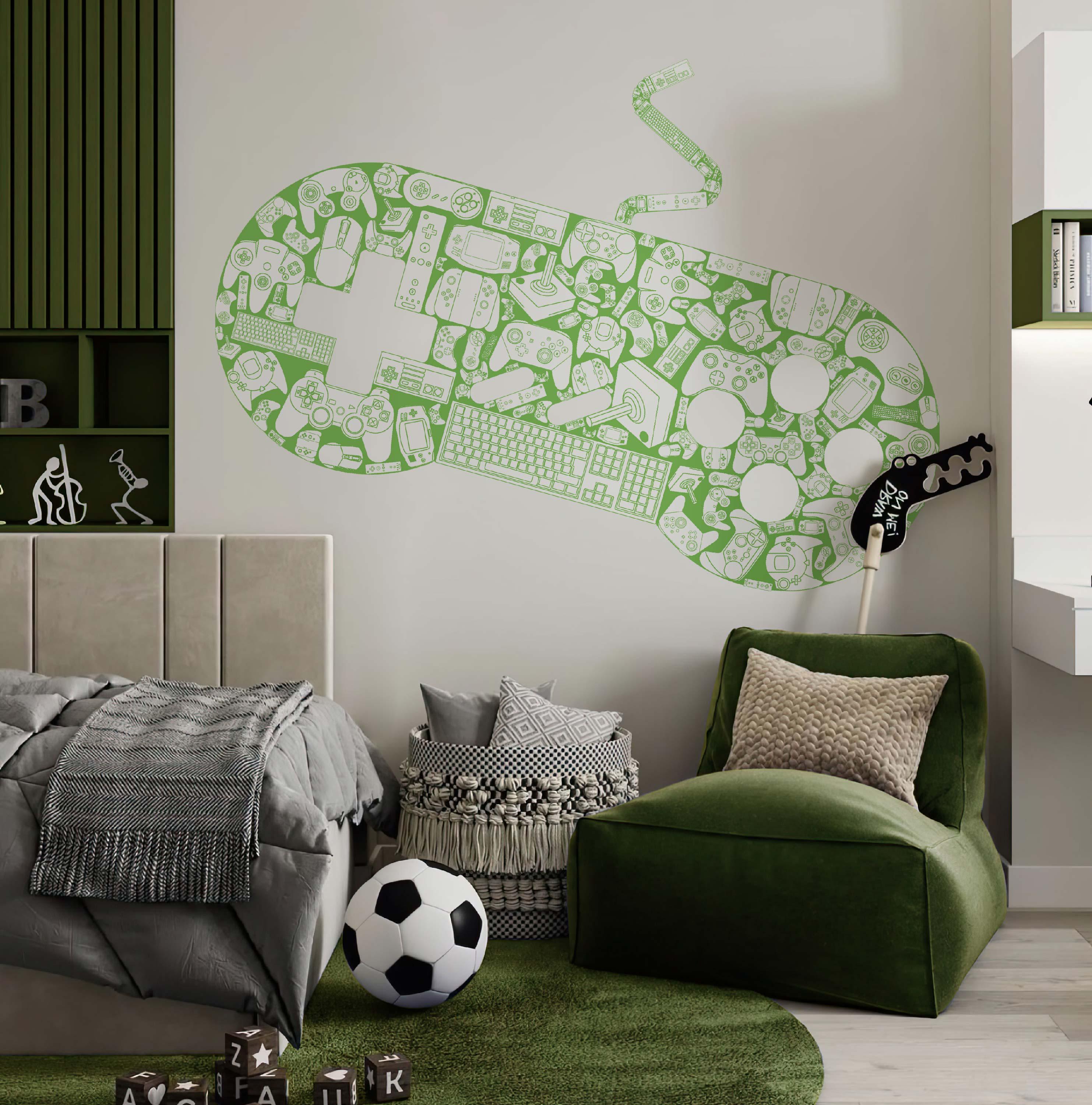 Game Controller Wall Decal White Controller Wall Sticker Joystick ...