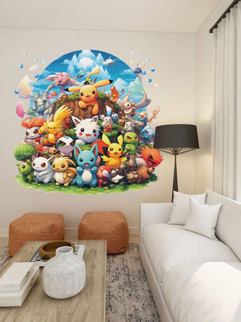 Pokémon Wall Decal Japanese Cartoon Characters Wall Sticker Pocket ...