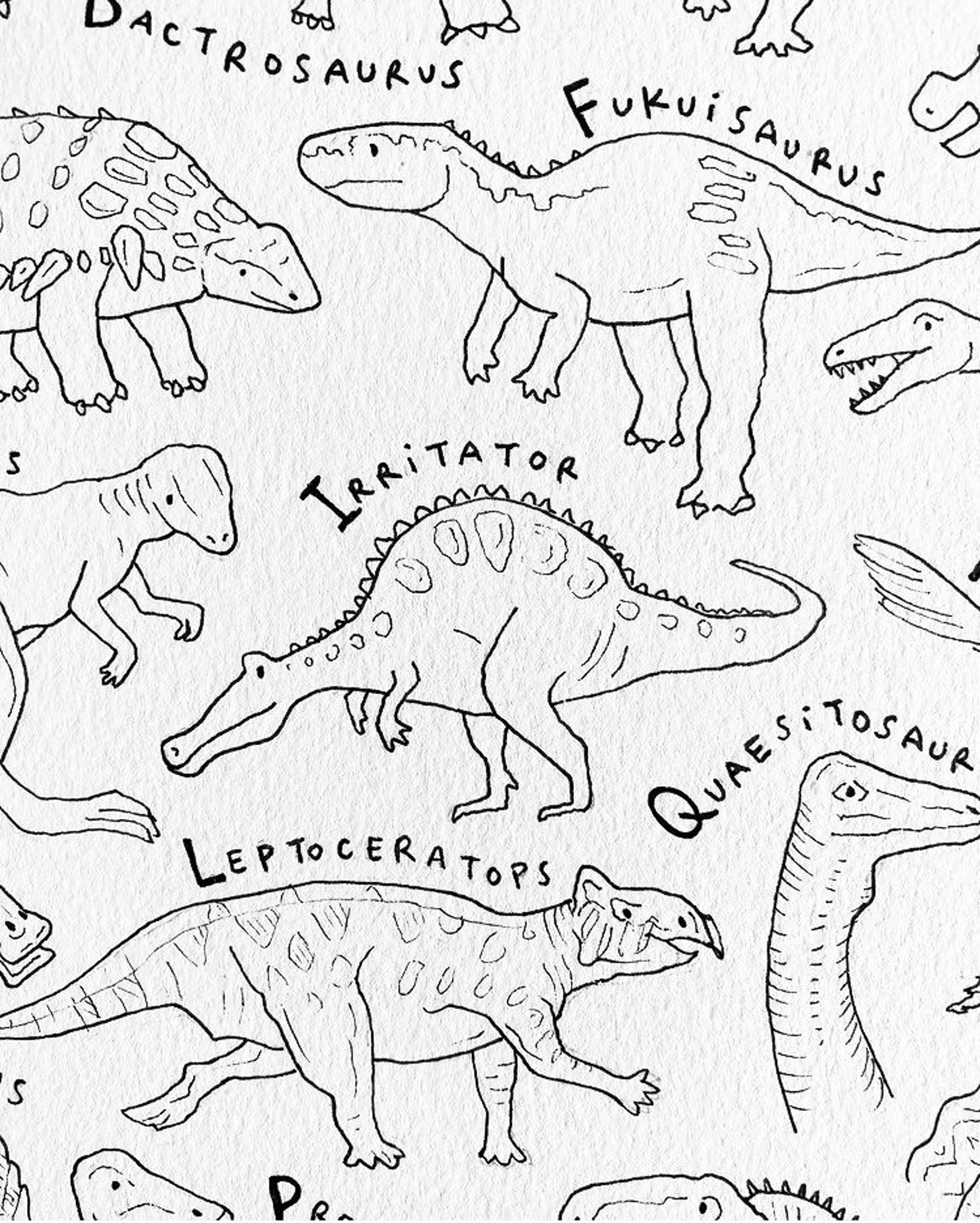 A3 Illustrated Dinosaur A-Z Print - Etsy UK
