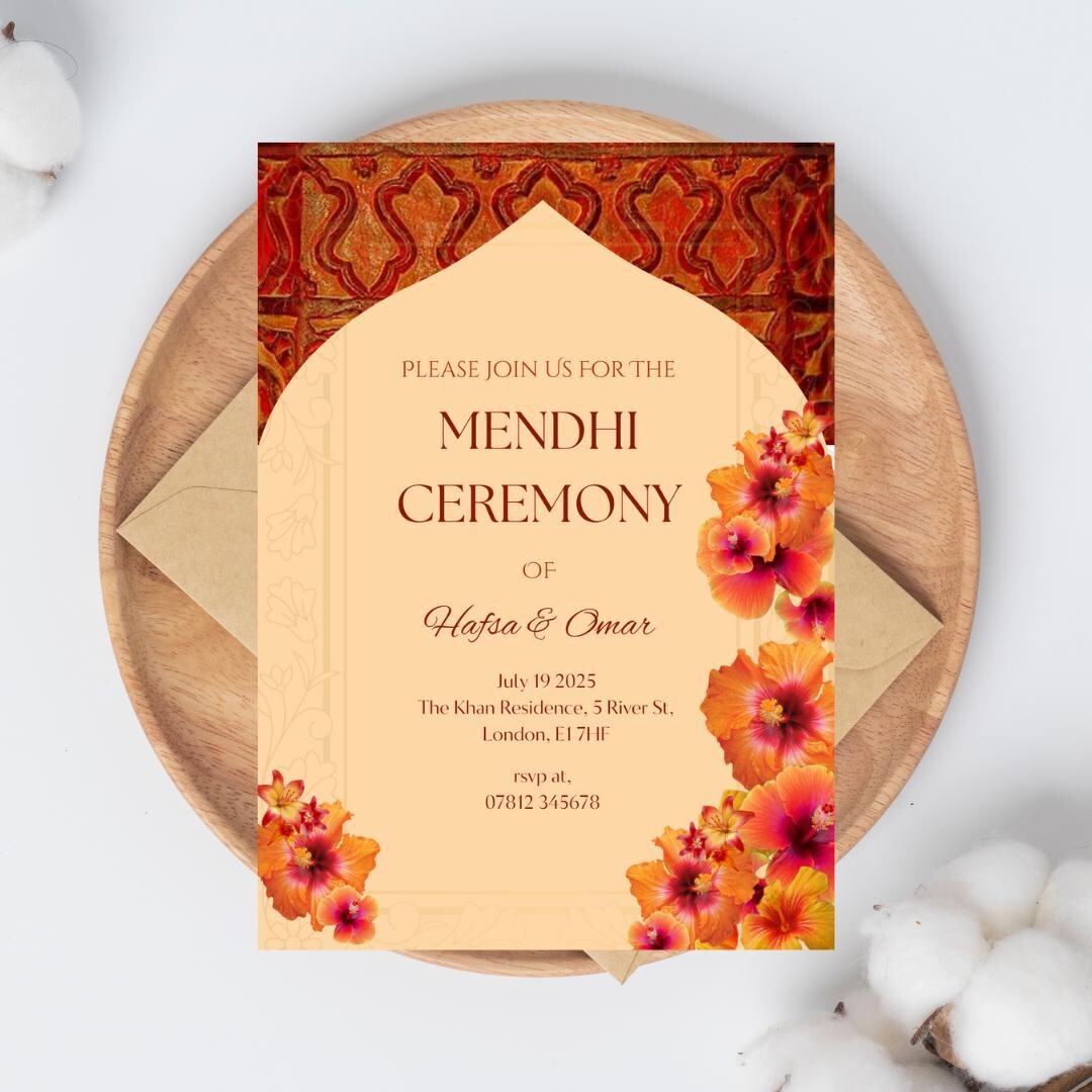 Beautiful Floral Mendhi Invitation Template 2025, 5" X 7" - Etsy