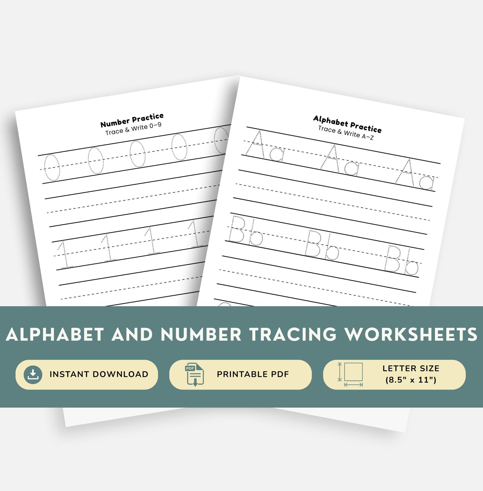 Printable Alphabet and Number Tracing Worksheets | Tracing Worksheets ...