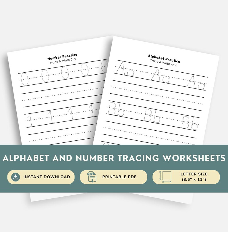 Printable Alphabet and Number Tracing Worksheets | Tracing Worksheets ...
