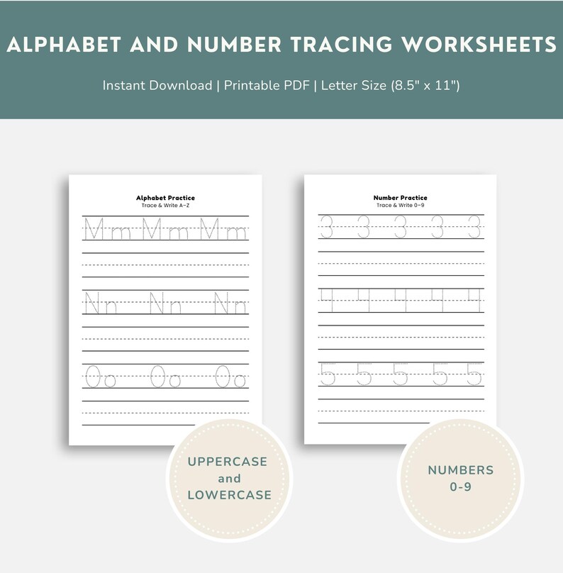 Printable Alphabet and Number Tracing Worksheets | Tracing Worksheets ...