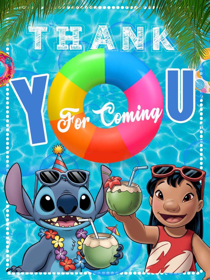 Lilo and Stitch Pool Party Invitation: Editable Canva Template (digital ...