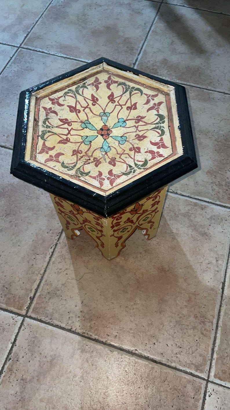 Moroccan Side Table – Oriental Tea Table, Handcrafted Boho Accent Table ...