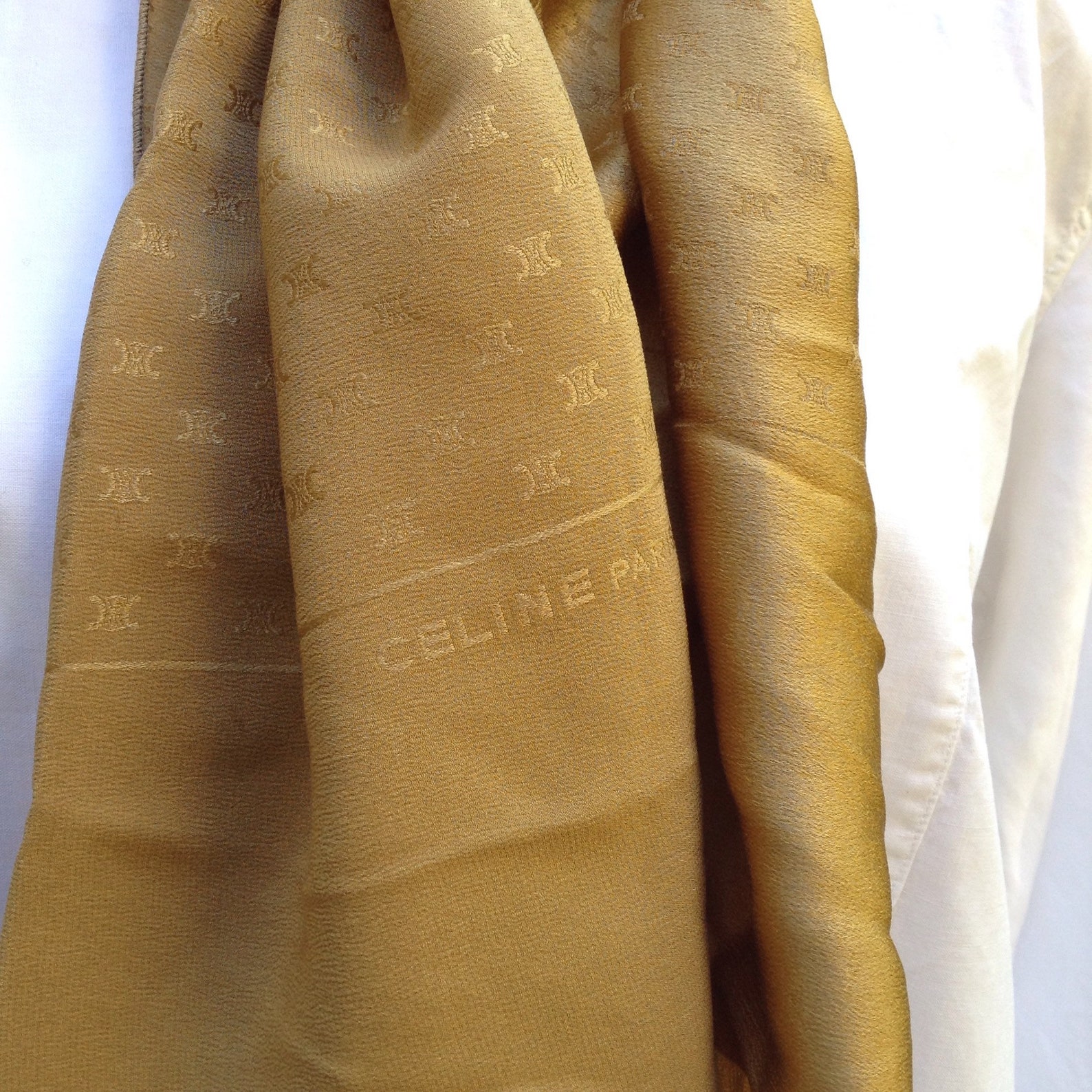 CELINE Paris VTG 1970s Womens Silk Scarf / Monogram Print Gold - Etsy