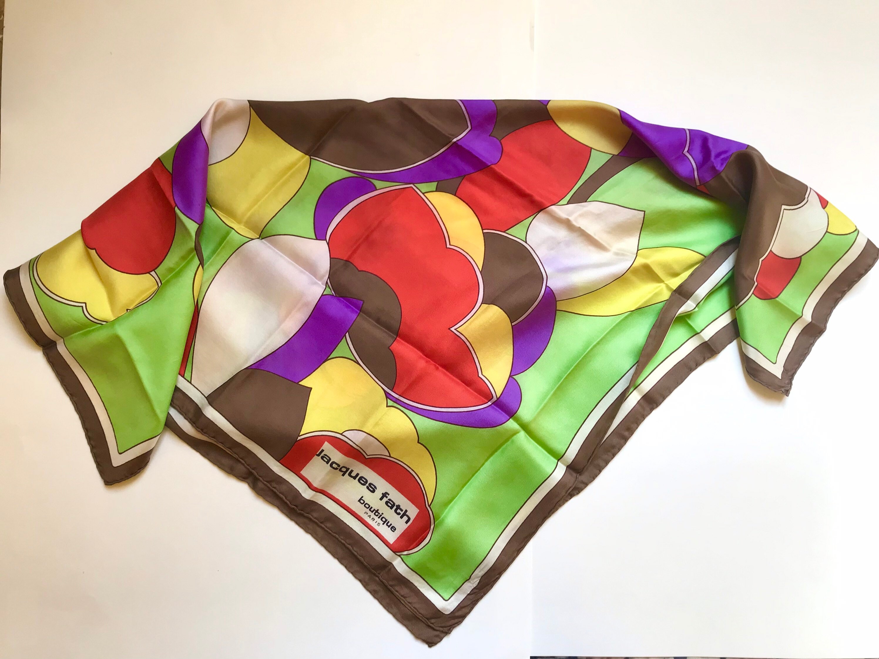 Jacques Fath French VTG 1950s Womens Silk Maxi Scarf Abstract Print ...