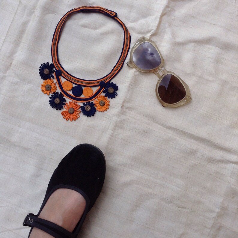 1920s 30s DECO Modernist Blue Coral & Gold Lamé Cord Chocker - Etsy