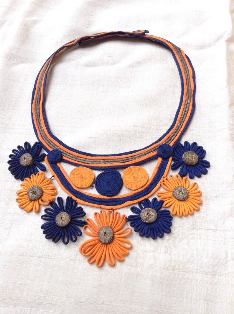 1920s 30s DECO Modernist Blue Coral & Gold Lamé Cord Chocker - Etsy