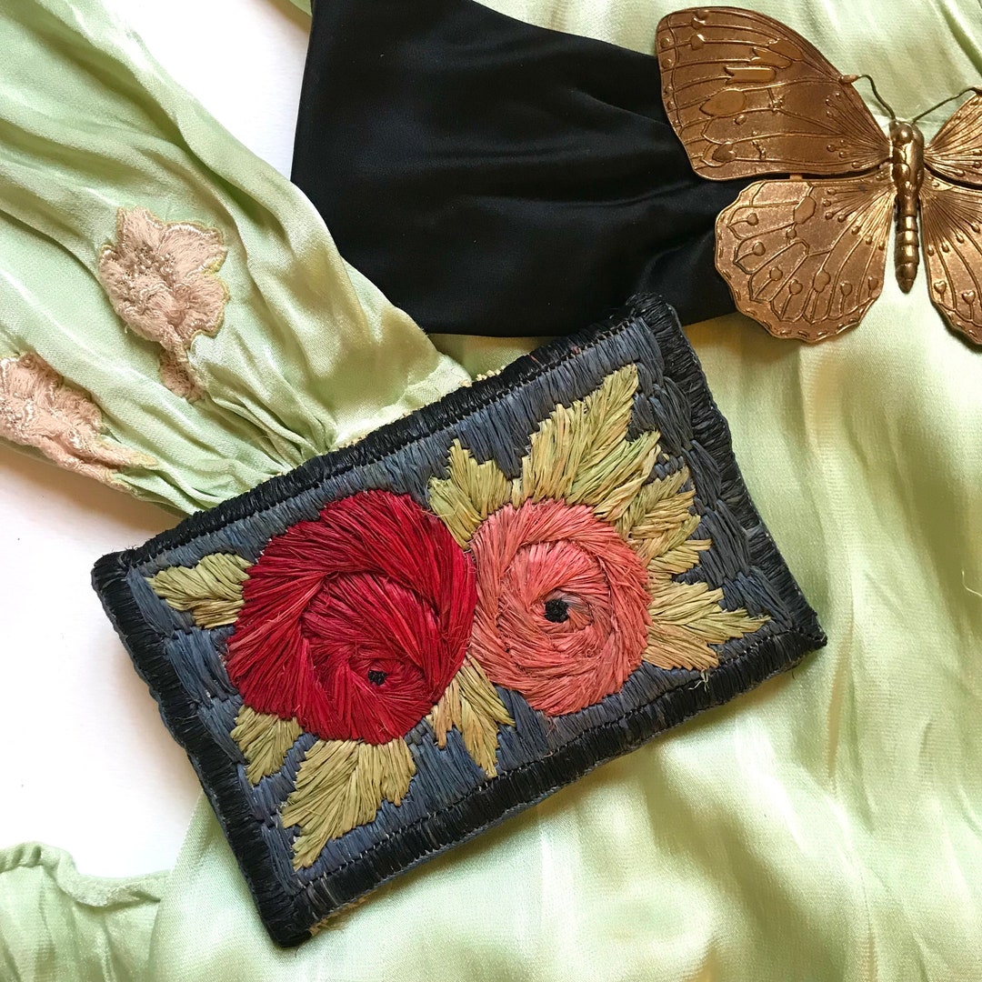 1920s Parisian Bohemian Woven Raffia Purse Wallet - Etsy