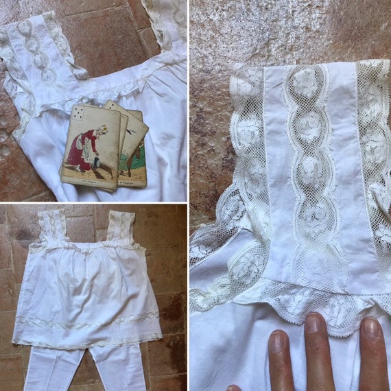1900s summer French pajamas / antique French Cotton a… - Gem