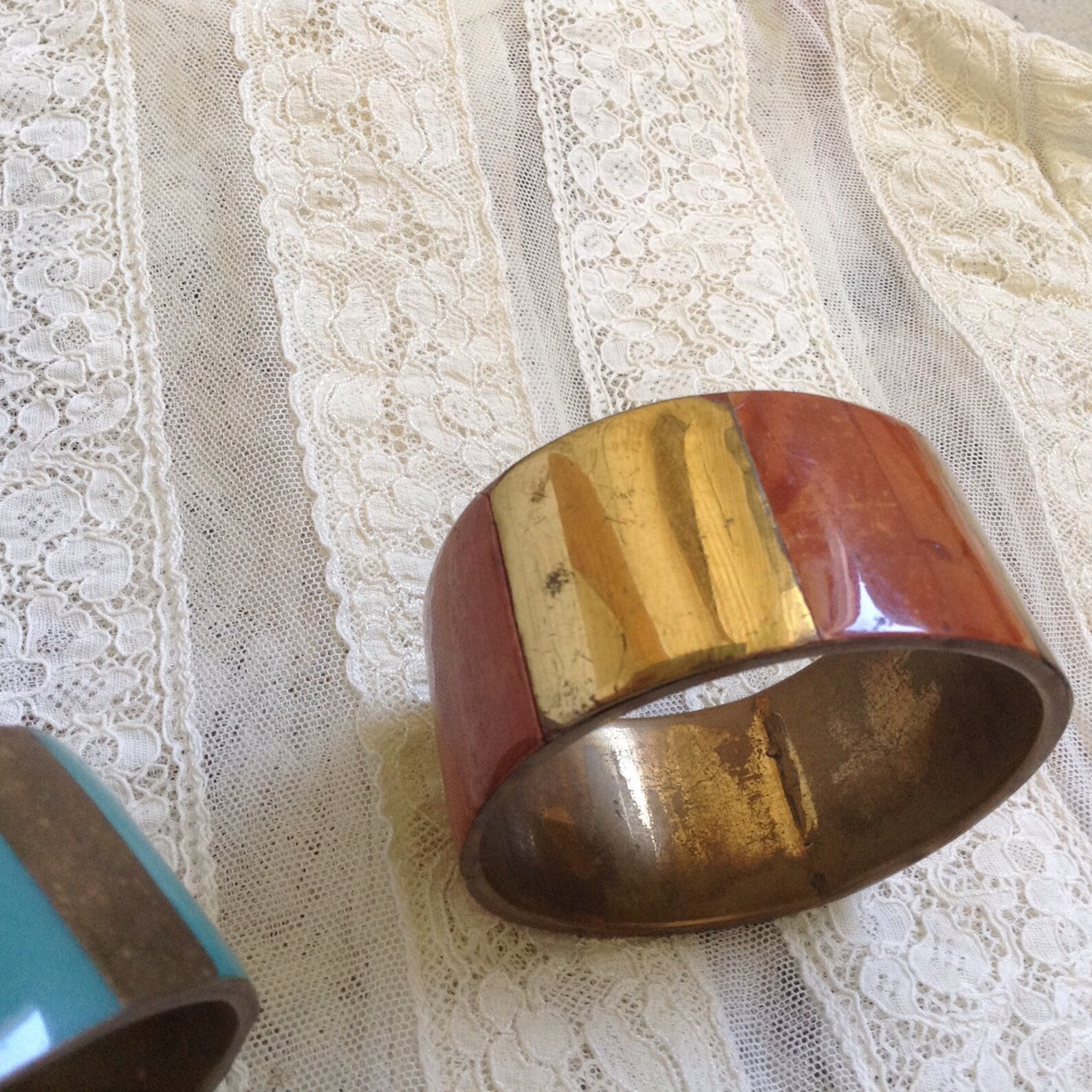 1970s Metal and Enameled and Stone Bangles Torquoise/ - Etsy