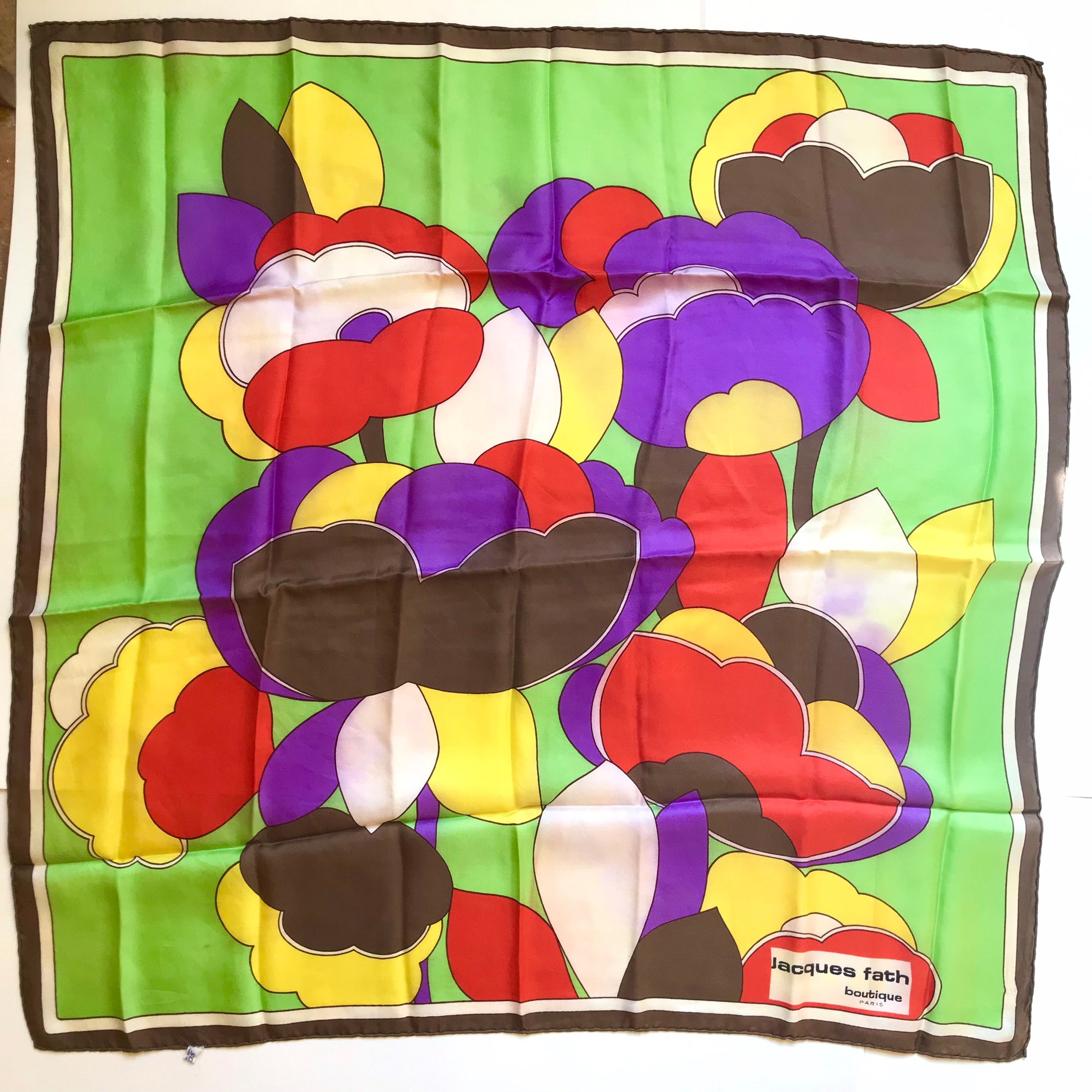 Jacques Fath French VTG 1950s Womens Silk Maxi Scarf Abstract Print ...