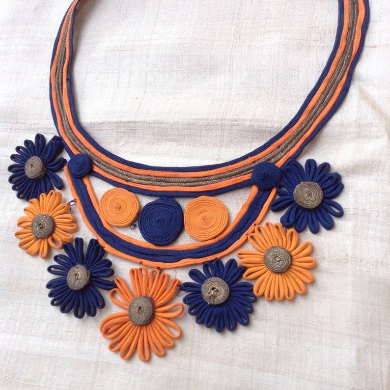 1920s 30s DECO Modernist Blue Coral & Gold Lamé Cord Chocker - Etsy