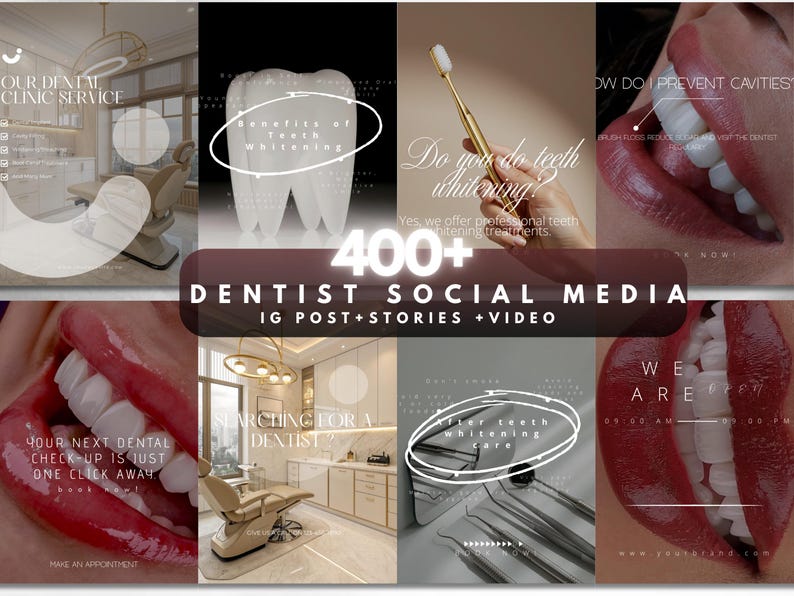 400 Dentist Social Media Kit: 400+ Canva Templates for Instagram ,teeth ...