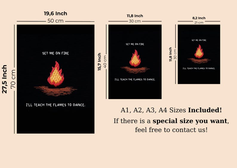 Printable Fire Wall Art | Minimalist Poster Set of 2 | A1–A4 Sizes ...